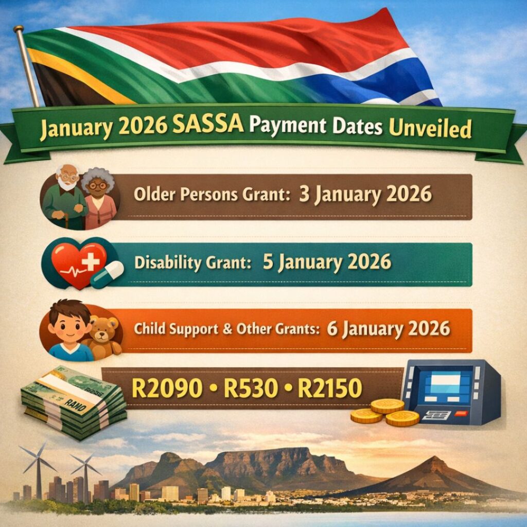 SASSA January 2026 Payment Dates Unveiled: R2090 R530 and R2150 Grants ...
